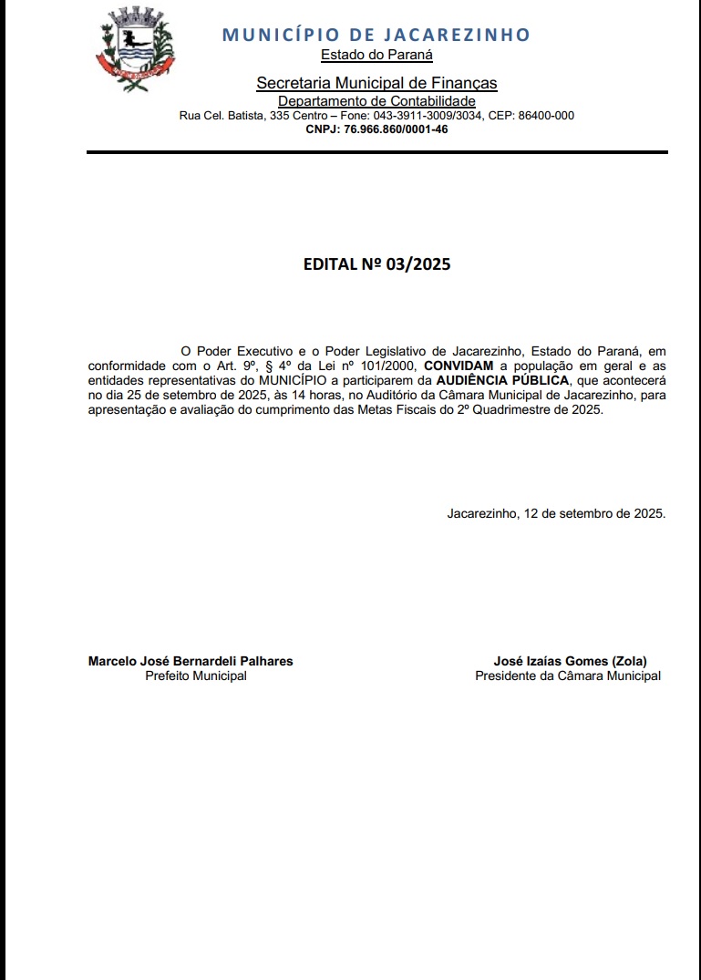 Prefeitura Municipal de Jacarezinho - PR